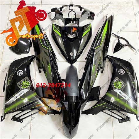Yamaha Lc 135 Cover Set All Black Hitam Kilat Exciter King 87 88 Hijau Lumut Stripe V1 V2 V3 V4