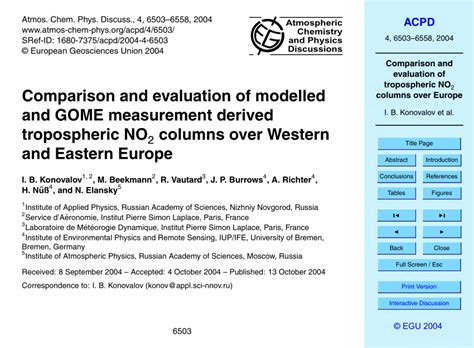 Pdf Comparison And Evaluation Of Modelled And Gome Measurement Derived Tropospheric No2