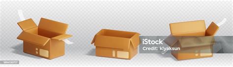 3d 열기 배달 골 판지 소포 상자 벡터 아이콘 3차원 형태에 대한 스톡 벡터 아트 및 기타 이미지 3차원 형태 갈색 개체 그룹 Istock