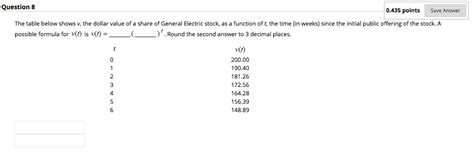 solved question 8 0 435 points save answer the table below