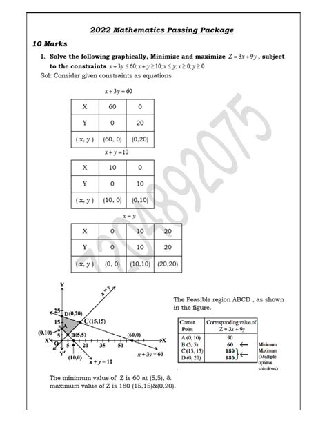 Maths Passing Package 2022 Pdf System Of Linear Equations Mathematical Objects