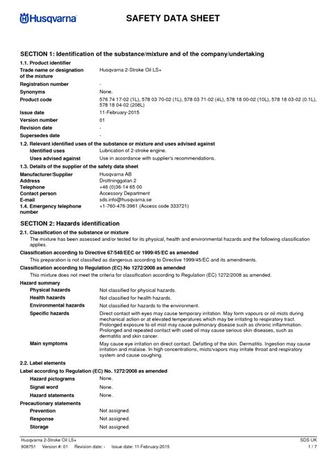 Safety Data Sheet Section Identification Pdf Toxicity
