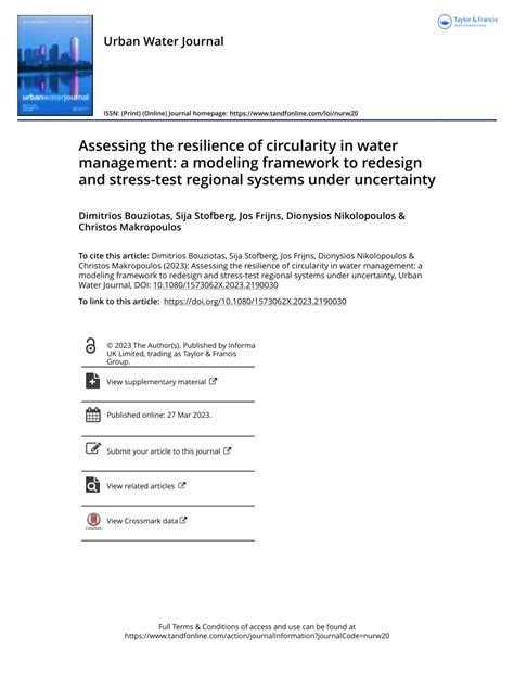 Pdf Assessing The Resilience Of Circularity In Water Management A