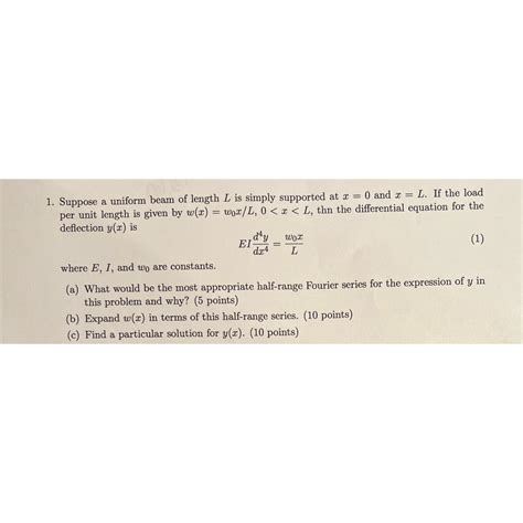 Solved Suppose A Uniform Beam Of Length L ﻿is Simply