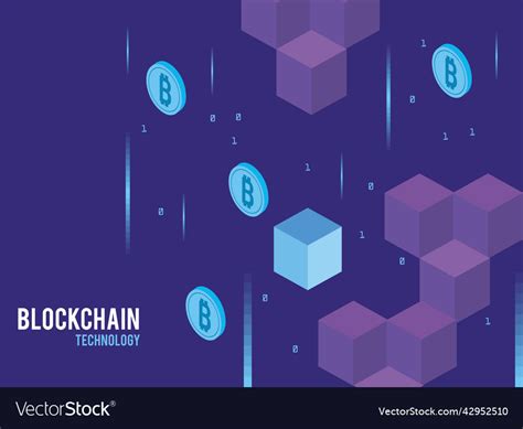 Cubes And Bitcoins Blockchain Technology Vector Image