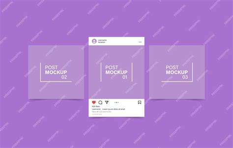 Instagram 모형 소셜 미디어 게시물 회전 목마 템플릿 프레임 또는 Instagram 피드 게시물 모형 프리미엄 벡터