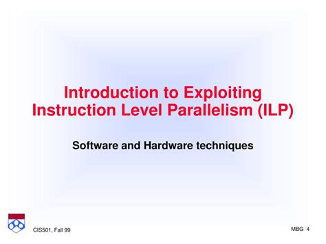 PPT Lecture Instruction Level Parallelism ILP Input Output I O PowerPoint