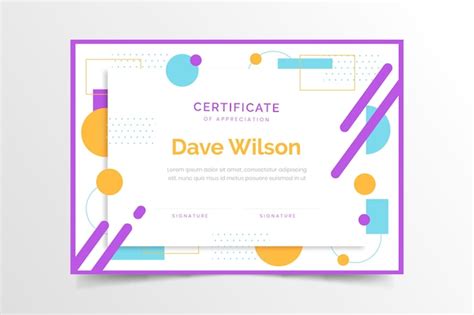기하학적 인증서 템플릿 개념 프리미엄 벡터
