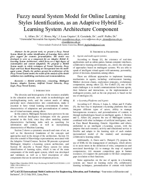 Pdf Fuzzy Neural System Model For Online Learning Styles Identification As An Adaptive Hybrid