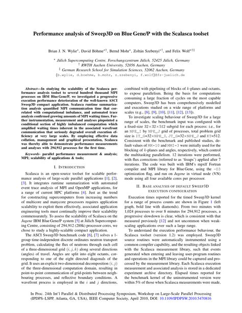 Pdf Performance Analysis Of Sweep3d On Blue Genep With The Scalasca Toolset