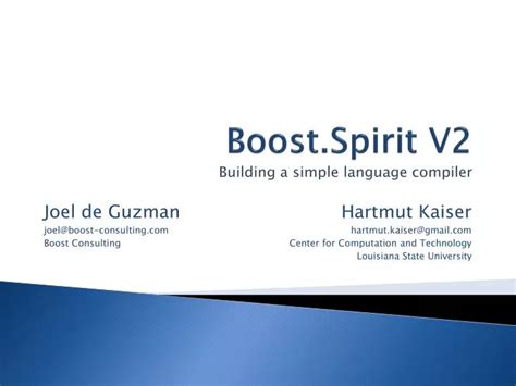Ppt Boostspirit V2 Building A Simple Language Compiler Powerpoint Presentation Id7059862