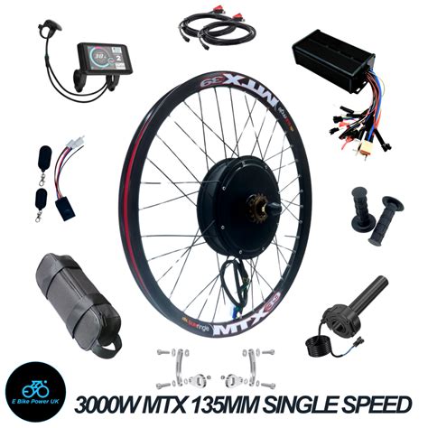 3000w E Bike Conversion Kit 60 Amp 48v 52v 60v 72v Rear Wheel Single Speed 135mm Dropout 26