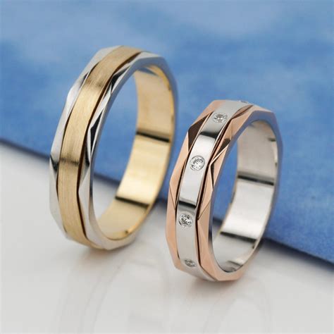 Matching Wedding Rings Set With Unique Design Couple Rings Couple