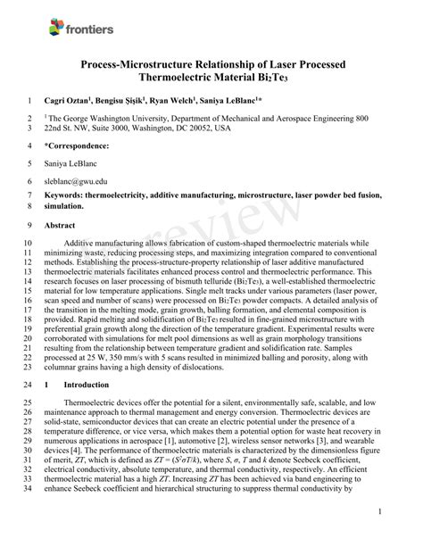 Pdf Process Microstructure Relationship Of Laser Processed Thermoelectric Material Bi 2 Te 3