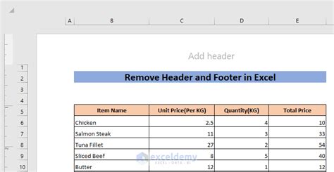 how to remove header and footer in excel 6 methods exceldemy