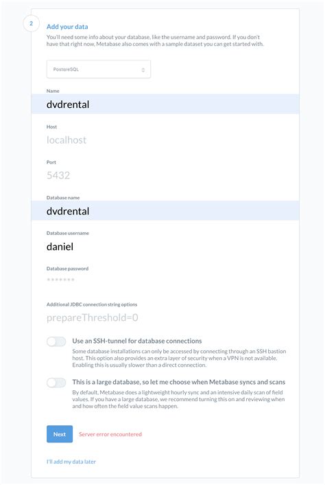 Server Error Occurred Message When Connecting To Local Postgres