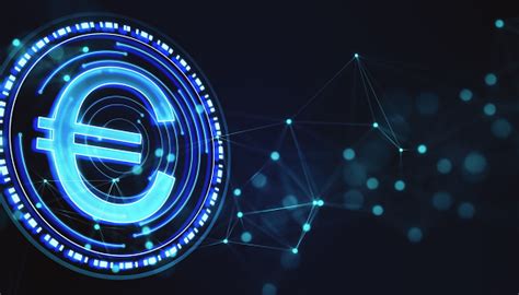 흐릿한 배경에 다각형 보케 메쉬가 있는 추상적인 파란색 디지털 유로 동전 온라인 뱅킹 및 무역 개념 3d 렌더링 3차원 형태에 대한 스톡 사진 및 기타 이미지 Istock