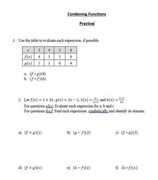 Composition Of Functions Practice TPT