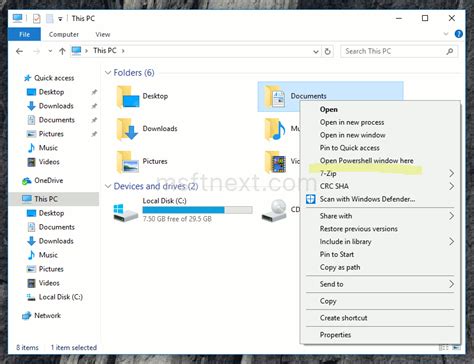 Restore Open Command Window Here Menu Item In Windows 10 Creators Update