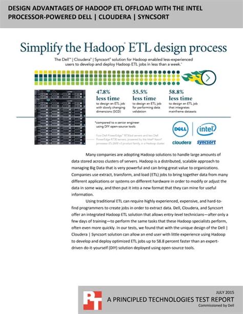 Design Advantages Of Hadoop Etl Offload With The Intel Processor Powered Dell Cloudera