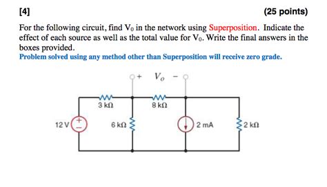 Solved Points For The Following Circuit Find Vo In The Chegg