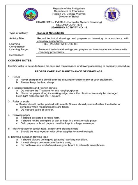 Dlp Tve Tle Css Q2 Act19 1 Pdf Drawing Pencil