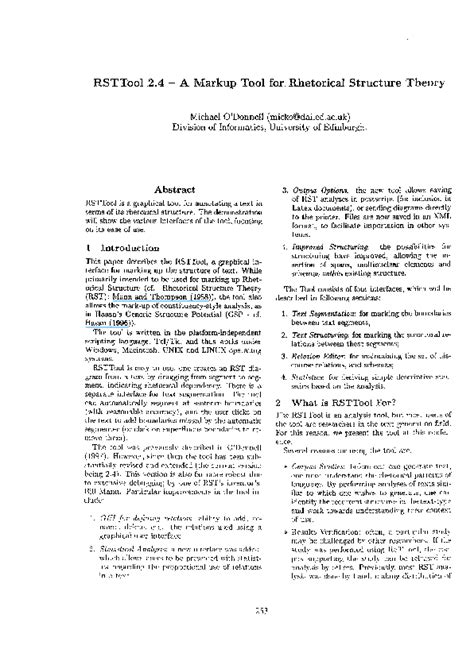 Pdf Rsttool 24 A Markup Tool For Rhetorical Structure Theory