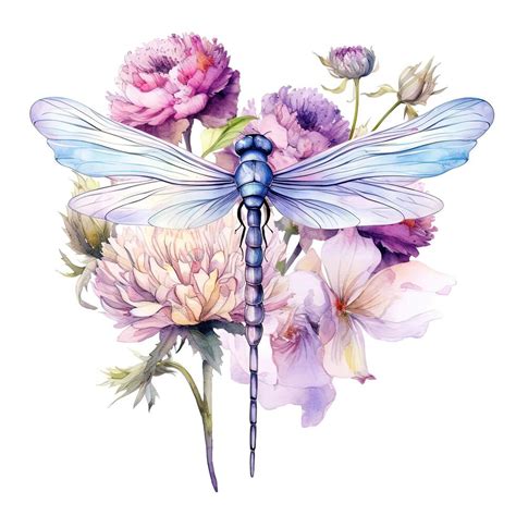 Watercolor Dragonfly Botanical Illustration Illustration 23855982
