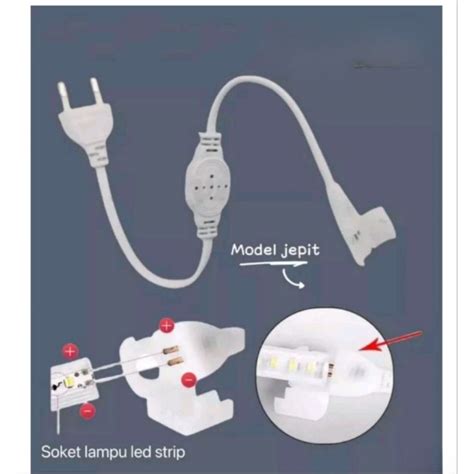 Jual SOCKET COLOKAN LED STRIP LAMPU 3528 5050 220V ADAPTOR LAMPU STRIP SELANG JEPIT JARUM RGB