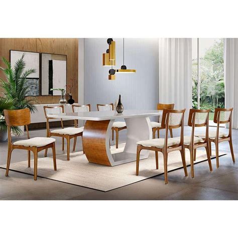 Conjunto De Mesa De Jantar Retangular Com Cadeiras Extra