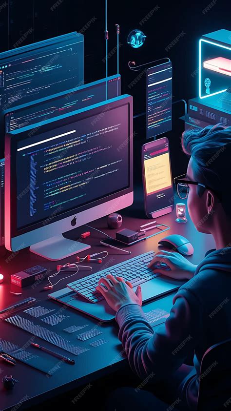Programmer Workflow Illustration Concept 3d Illustration Vector