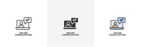 Online Consultation Icon Line Solid And Filled Outline Colorful Version Outline And Filled