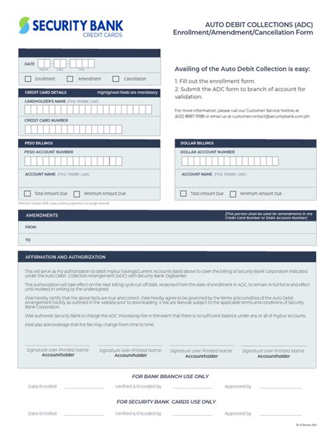 Security Bank Ada Form Pdf