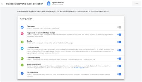 Manage Automatic Event Detection In Ga4 Optimize Smart