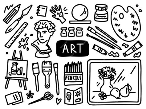 Premium Vector Art Drawing Doodle Line Set School University Outline Subject