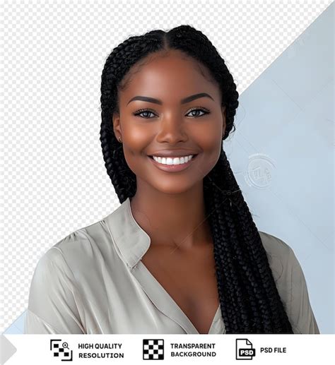 Premium Psd Profile Portrait Of Smiling Woman With Long Black Braids