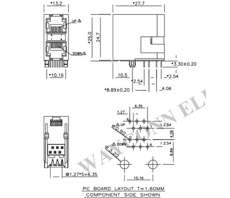Stacked Rj11 2x1 Pcb Socket Connector Wayconn Electronics