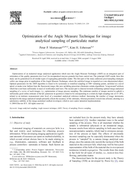 Pdf Optimization Of The Angle Measure Technique For Image Analytical Sampling Of Particulate