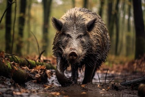 Premium Ai Image Wild Boar Sus Scrofa In The Forest Wild Boar Sus Scrofa Czech Republic Ai