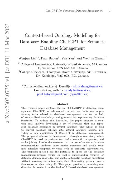 PDF Context Based Ontology Modelling For Database Enabling ChatGPT For Semantic Database