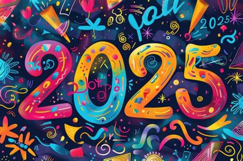 A Groovy 2025 New Years Eve Celebration Premium Ai Generated Image