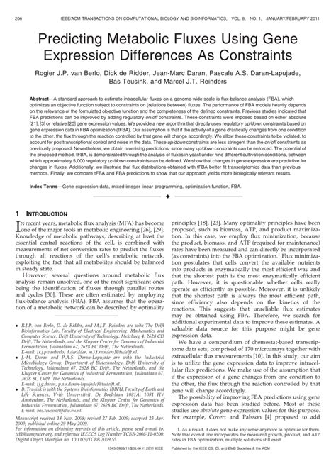 Pdf Predicting Metabolic Fluxes Using Gene Expression Differences As