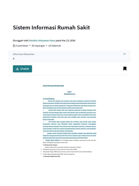 Sistem Informasi Rumah Sakit Pdf Pdf