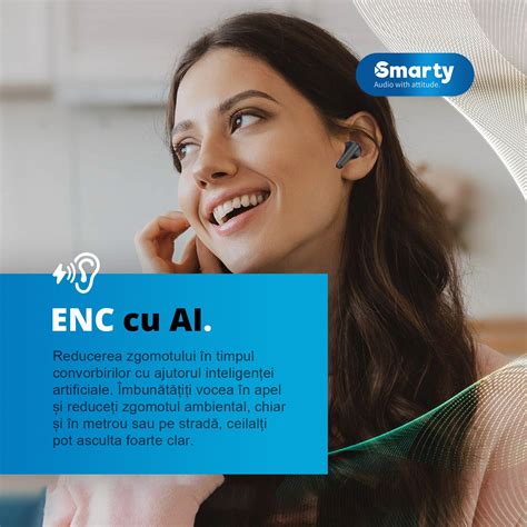 Безжични аудио слушалки Smarty® Buds F4 безжични калъф за зареждане Anc Enc технология за