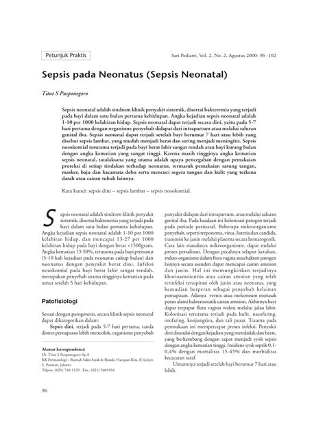 Pdf Sepsis Pada Neonatus Sepsis Neonatal
