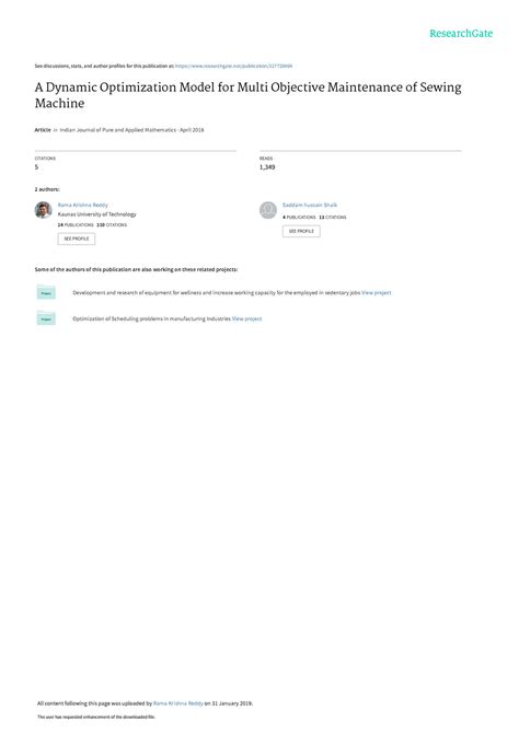 A Dynamic Optimization Model For Multi Objective M See Discussions Stats And Author Profiles