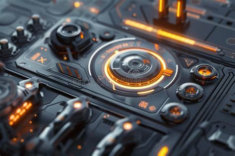 Futuristic Robotics Control Ui With Progress Bar And Metallic Glowing 3d Elements For Tech