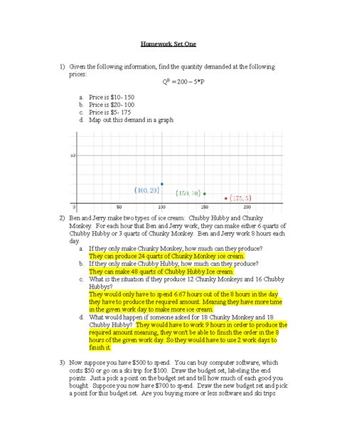 Macro Hw Set 1 Homework Set One Given The Following Information Find The Quantity Demanded At