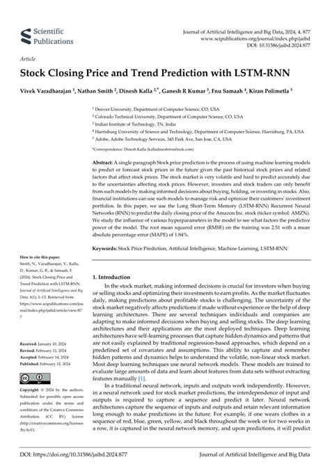 Pdf Stock Closing Price And Trend Prediction With Lstm Rnn