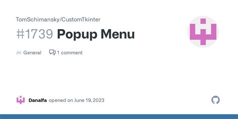 Popup Menu · Tomschimansky Customtkinter · Discussion 1739 · Github